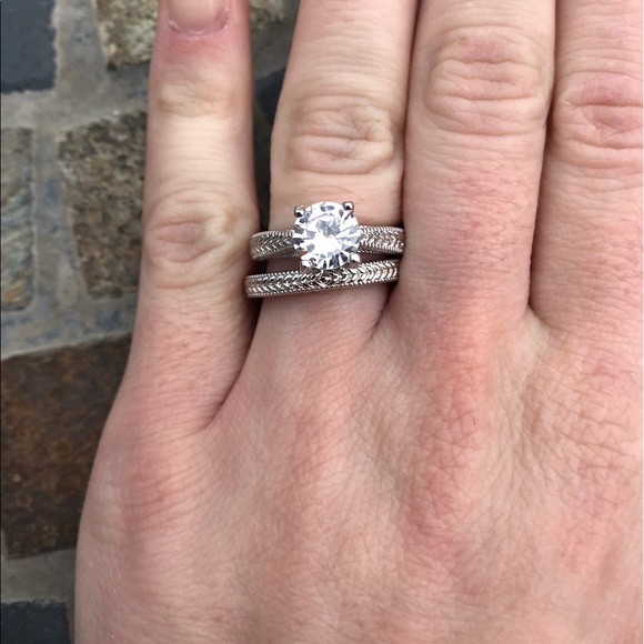 Jewelry | Round Solitaire Silver Wedding Ring Set | Poshmark